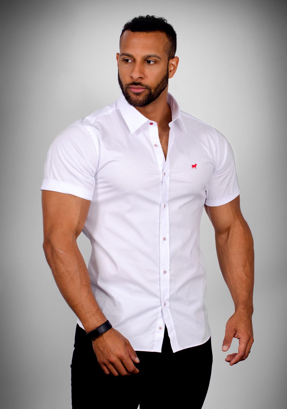 White Short Sleeve Muscle Fit Shirt - Bliss | Athletic Fit Shirt for ...